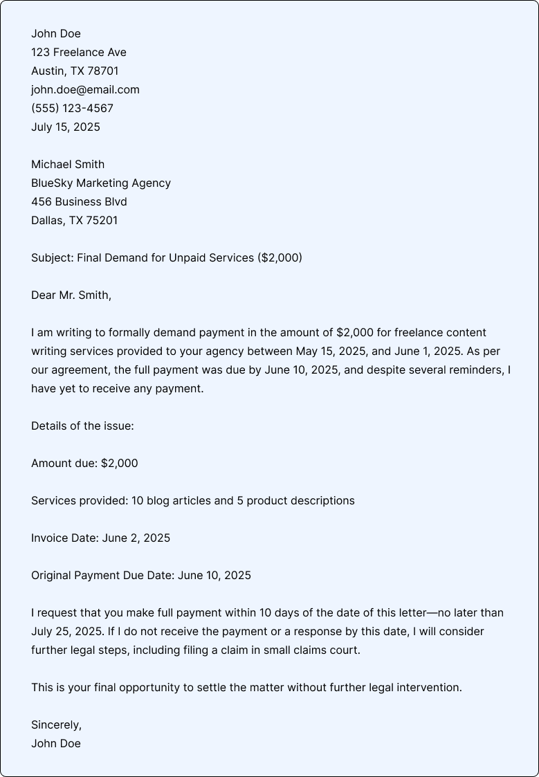 Demand Letters for Debt Collection: Meaning, Purpose & Templates